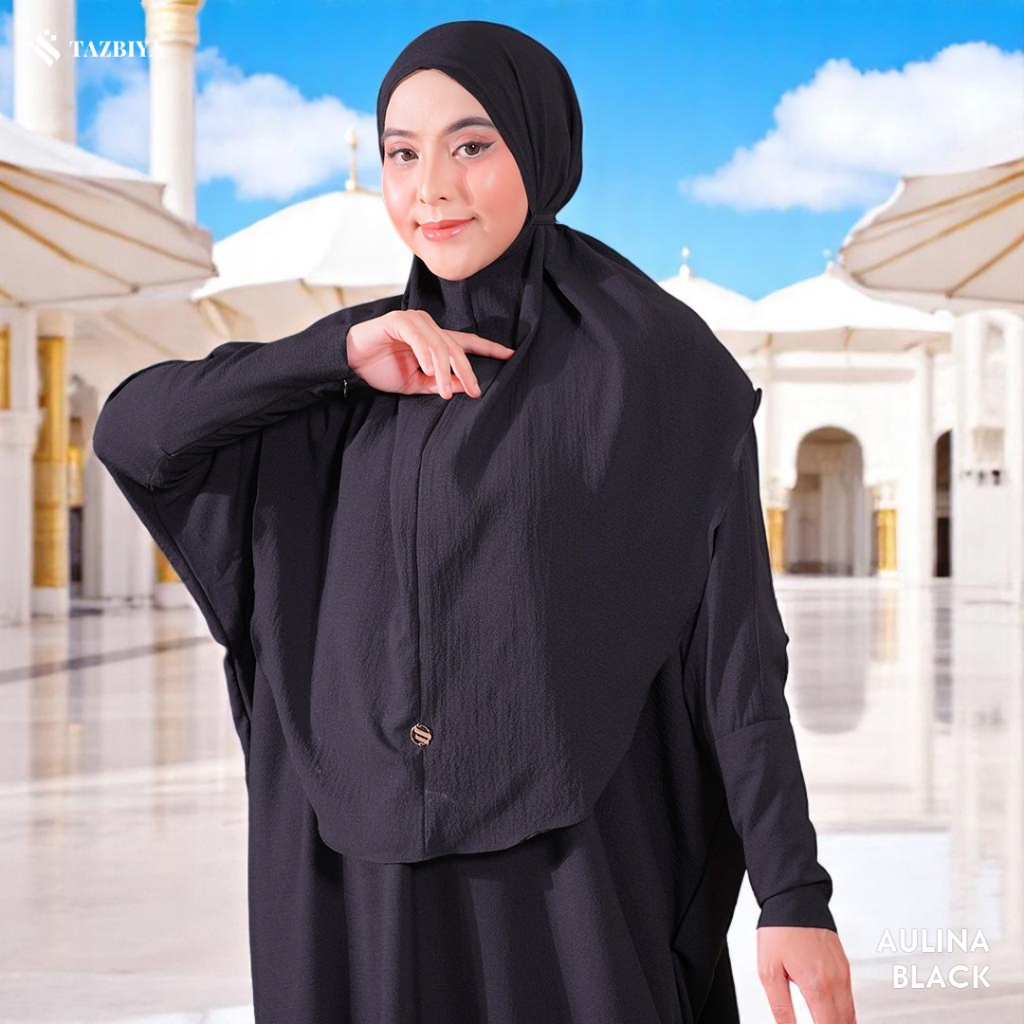 Jual Tazbiya Aulina Abaya Set (Abaya Gamis Set Khimar Niqab Haji dan Umroh Bahan Crinkle Waffle ...