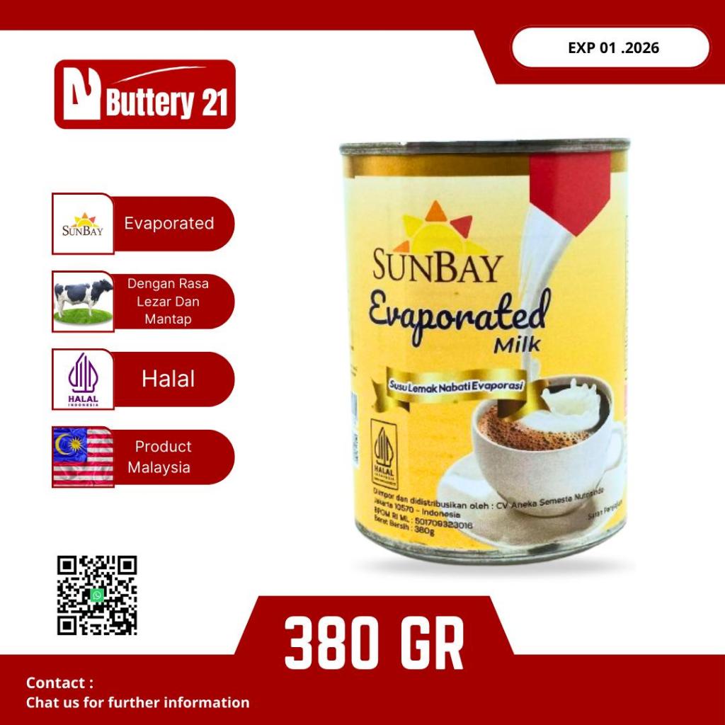 Jual SUNBAY EVAPORATED MILK 380 GR/SUSU LEMAK NABATI EVAPORASI/SUSU ...