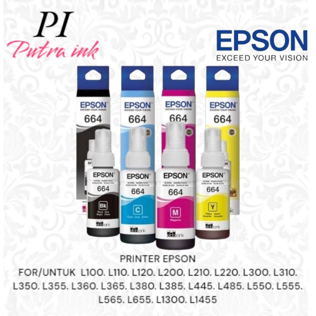 Jual TINTA EPSON 664 VARIAN (BK,C,M,Y) ORIGINAL TIPE L100 L110 L120 L200 L210 L220 L300 L310 ...