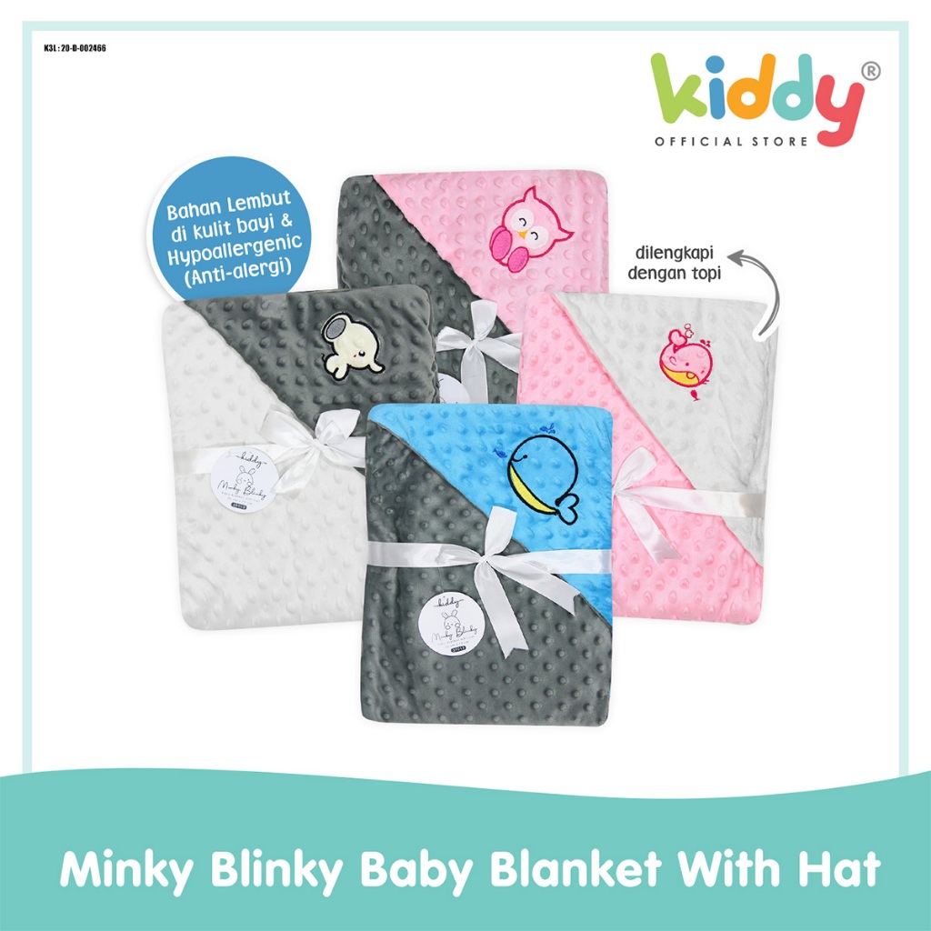 Jual Kiddy Minky Blinky Baby Blanket With Hat / Selimut Bayi Dengan ...