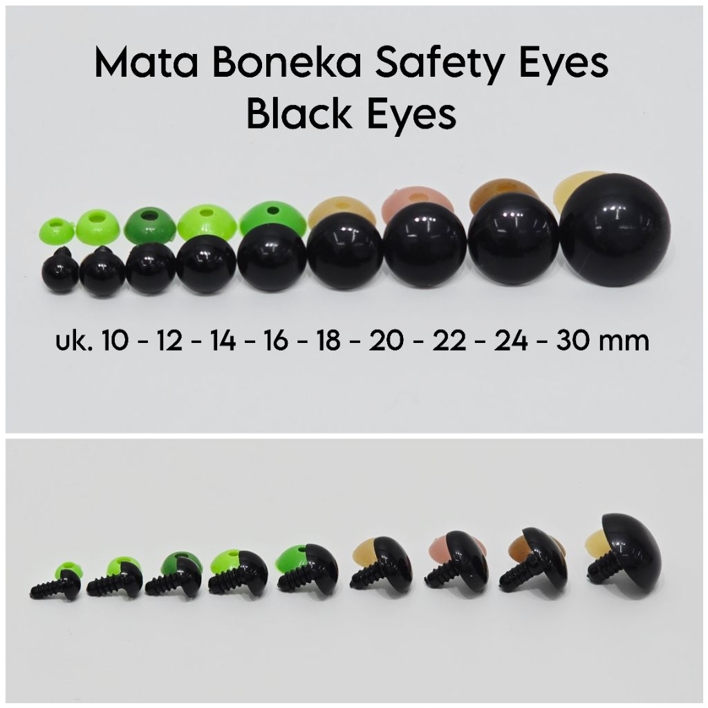 Jual Mata Boneka Safety Eyes - BLACK EYES (10pcs) | Shopee Indonesia
