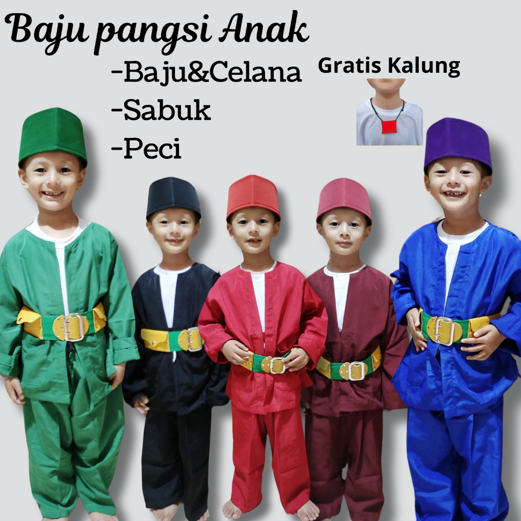 Jual Baju Pangsi Anak Paket Komplit Baju Pangsi Betawi Setelan Lengkap ...