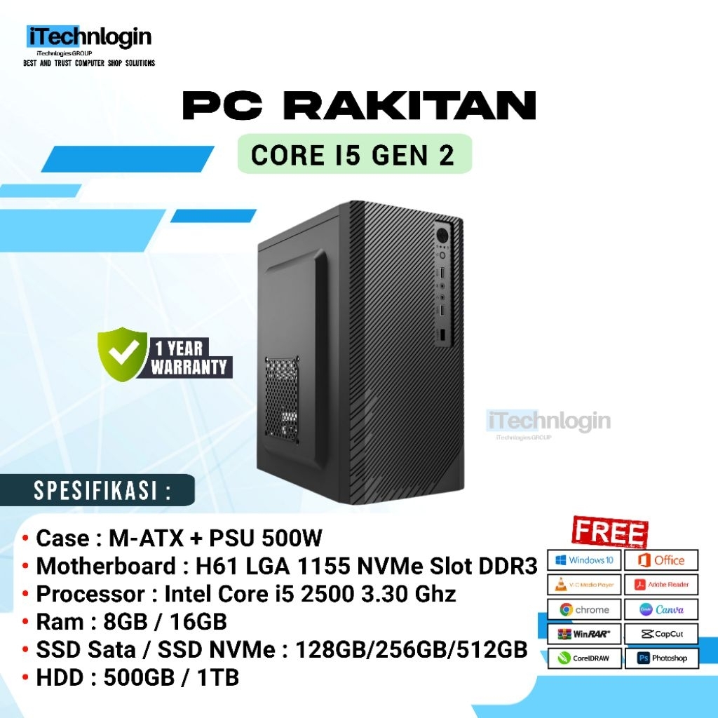 Jual PAKET CPU / PC RAKITAN INTEL Core i5 2500 PC Kantor / Kasir / Admin | Shopee Indonesia