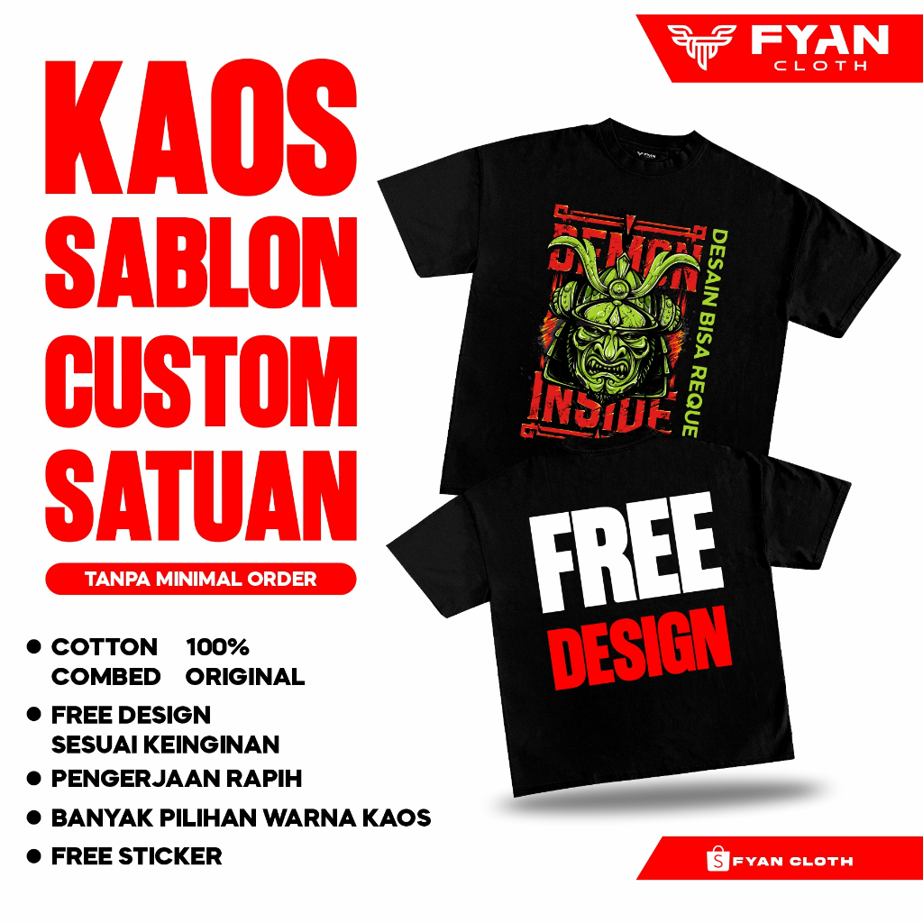 Jual KAOS SABLON CUSTOM / SABLON KAOS SATUAN / DESIGN BEBAS BISA FOTO ...
