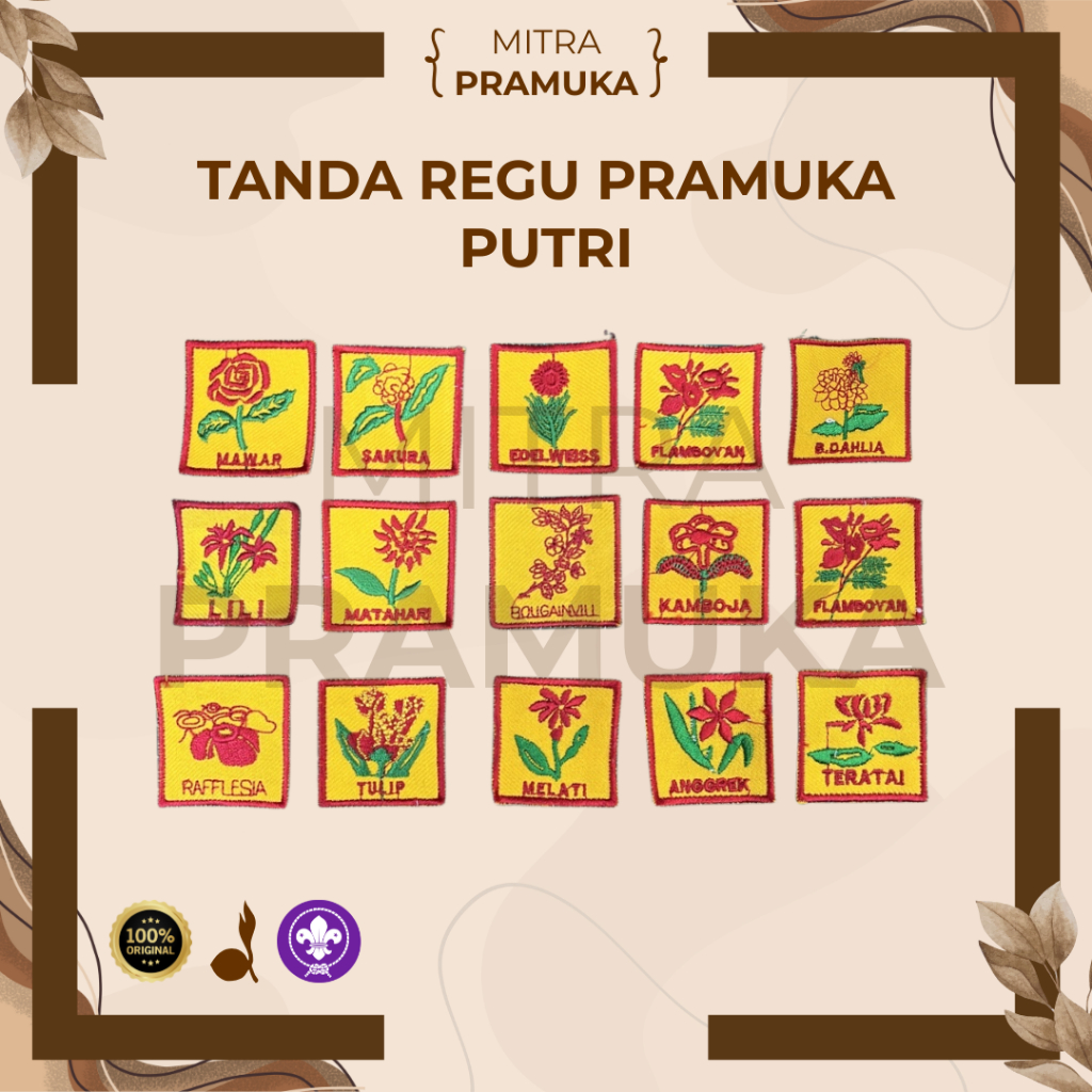 Jual Tanda Regu Pramuka Putri Bordir Variasi Lengkap Regu Bunga (Bebas ...