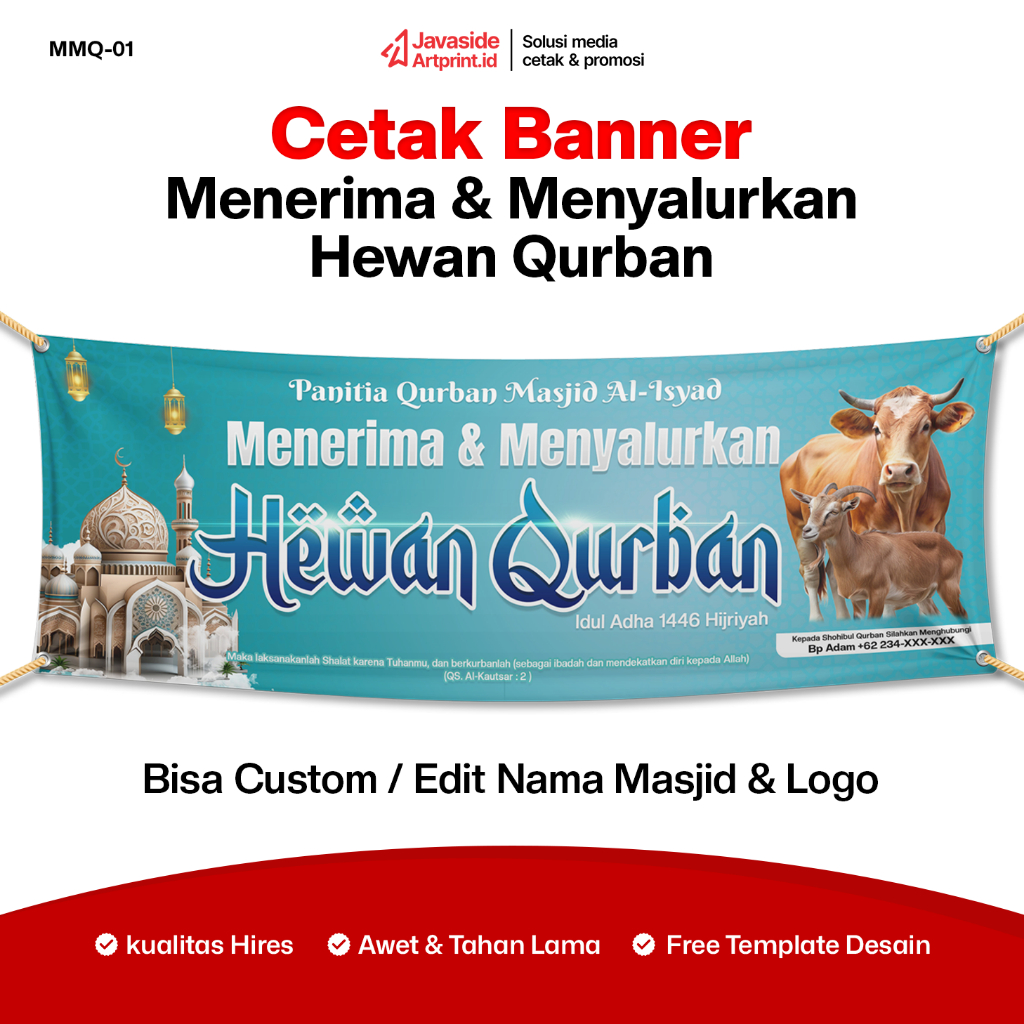 Jual CETAK BANNER MENERIMA DAN MENYALURKAN HEWAN QURBAN IDUL ADHA BANER ...