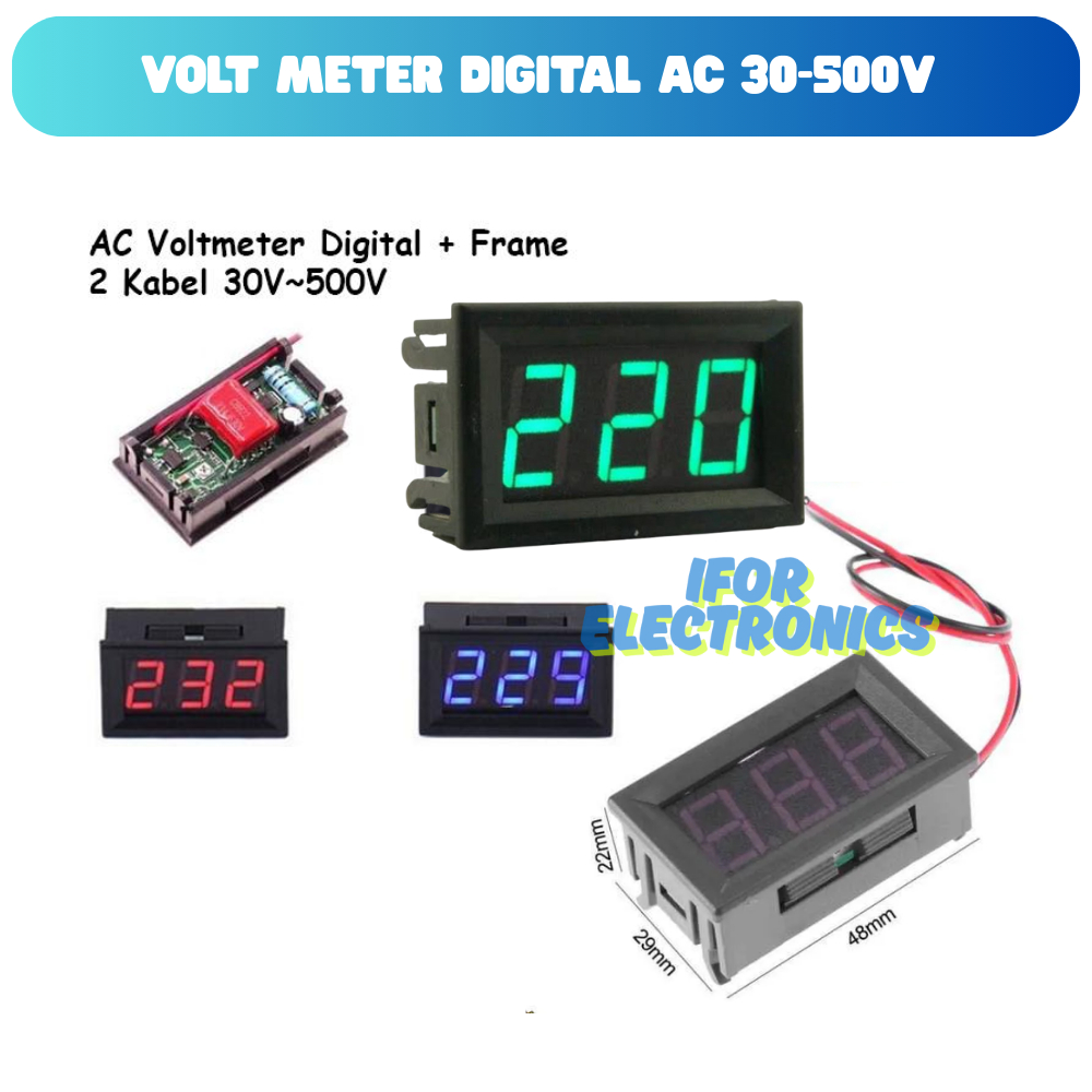 Jual Volt Meter Digital Led Mini PLN AC 220v 70-500v max | Shopee Indonesia