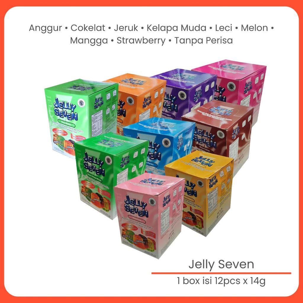 Jual Jelly Seven Rasa Buah Melon Anggur Mangga Jeruk Leci Kelapa Muda Cokelat Tanpa Perisa Jeli ...