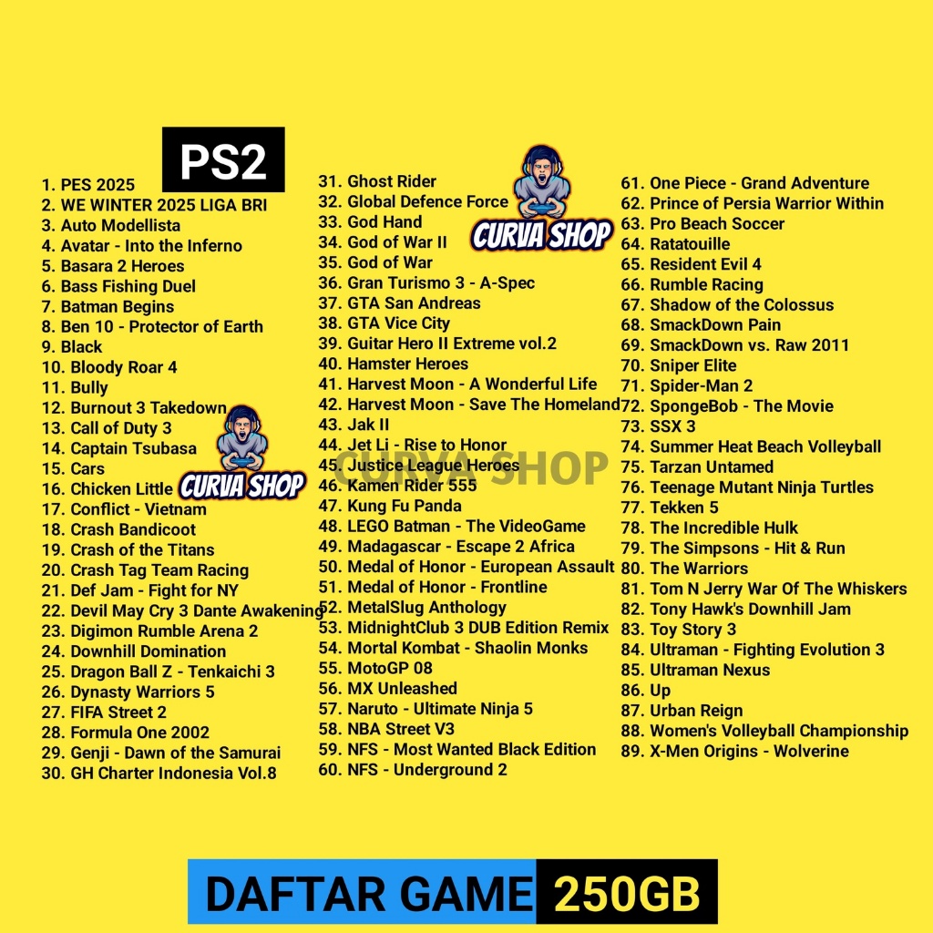 Jual Hardisk PS2 Full GAMEE 250GB Eksternal Bisa Request | Shopee Indonesia