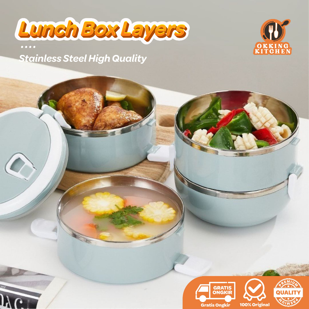 Jual Rantang lunch box 3 susun polos lucu elegan tempat bekel makanan ...