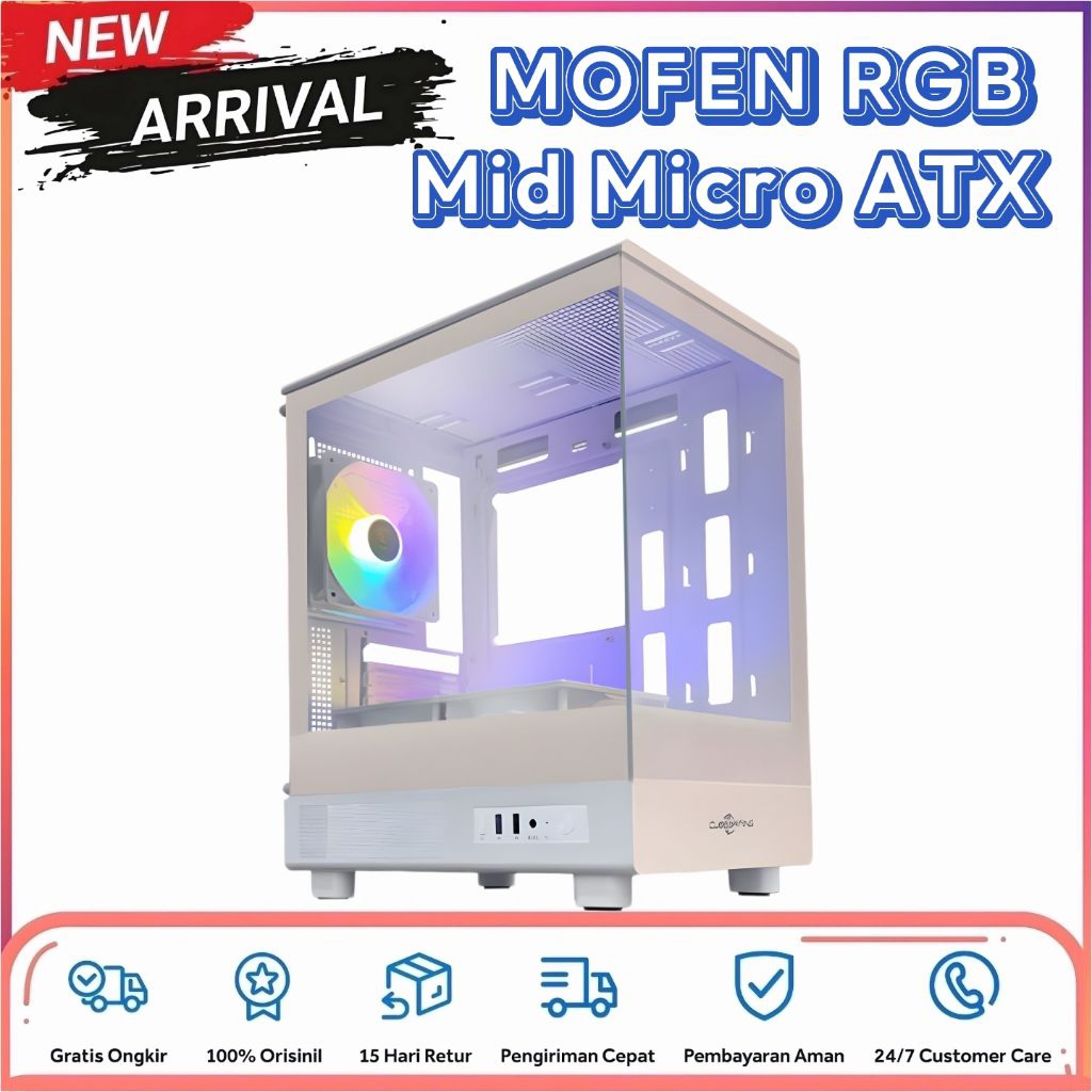 Jual CUBEGAMING MOFEN RGB TG Panel USB 3.0 Mid Tower Micro ATX White | Shopee Indonesia