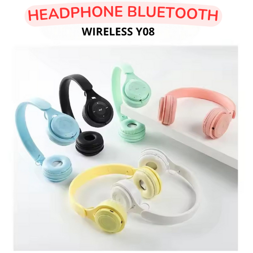 Jual Y08 Headphone Bluetooth Macaron Wireless Headset Lipat Mic Bass Stereo Anak Perempuan ...