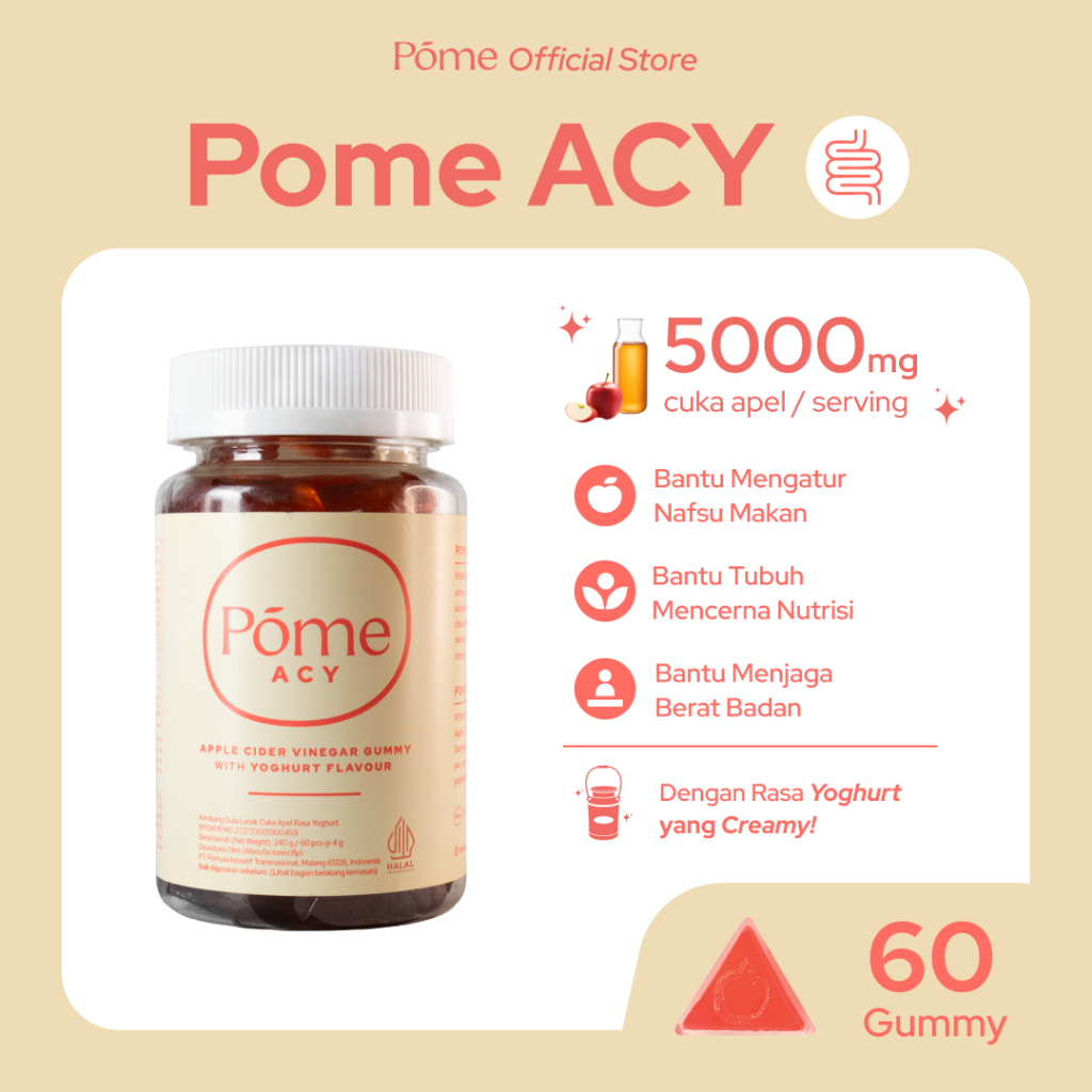 Jual Pome ACY 1 Botol (60 gummy) - Apple Cider Vinegar Gummy with ...