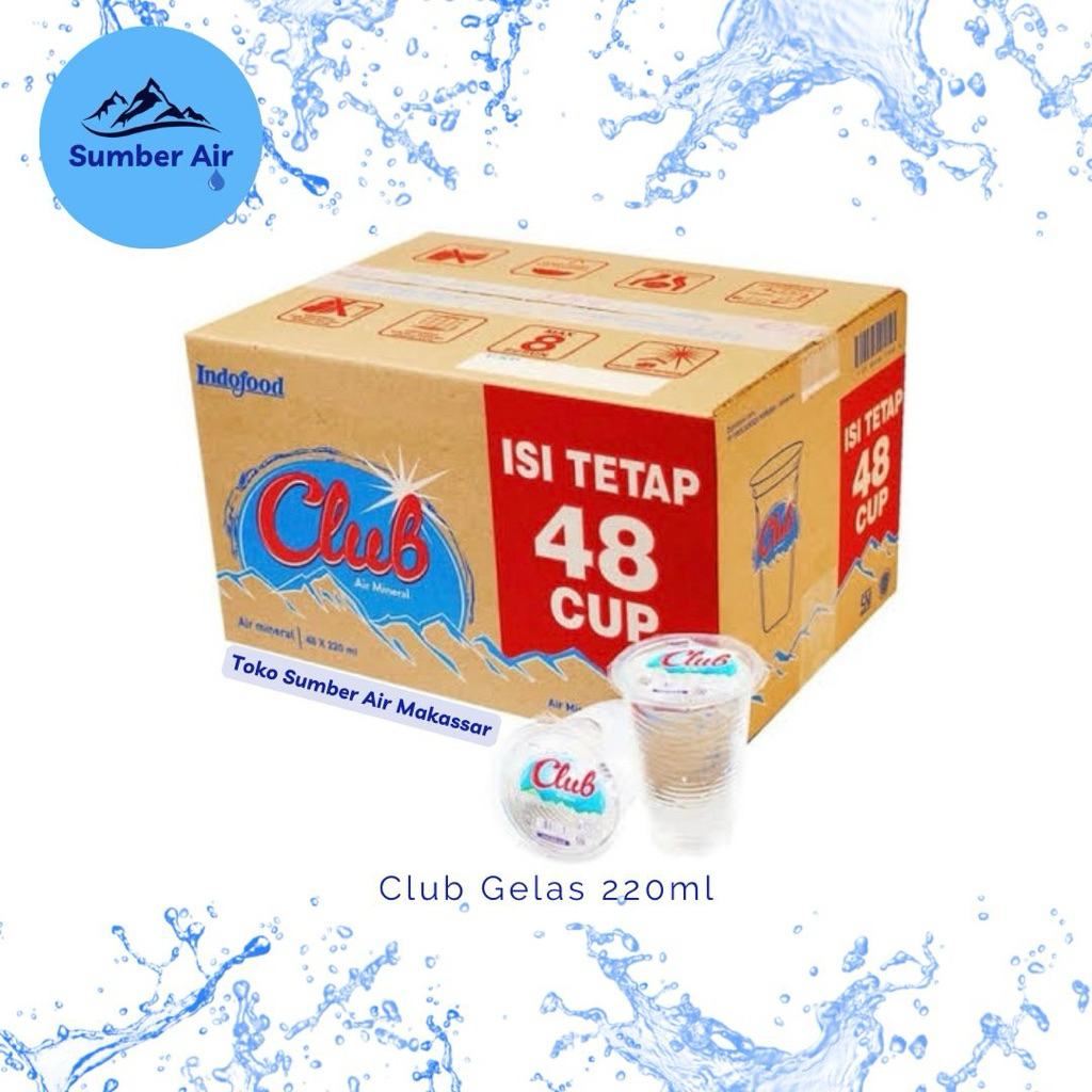 Jual Air Mineral Club Gelas 220ml (1 dus isi 48 gelas) | Shopee Indonesia