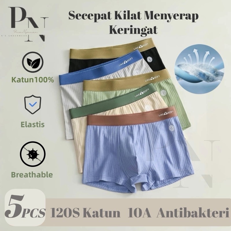 Jual PriaNyaman [5 PCS] Celana Dalam Boxer Pria Katun Premium - Bahan ...