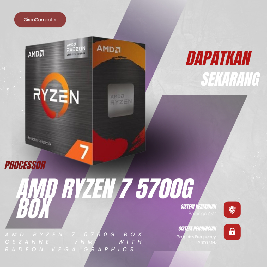 Jual AMD Ryzen 7 5700G Box Cezanne 7nm With Radeon Vega Graphics | Shopee Indonesia