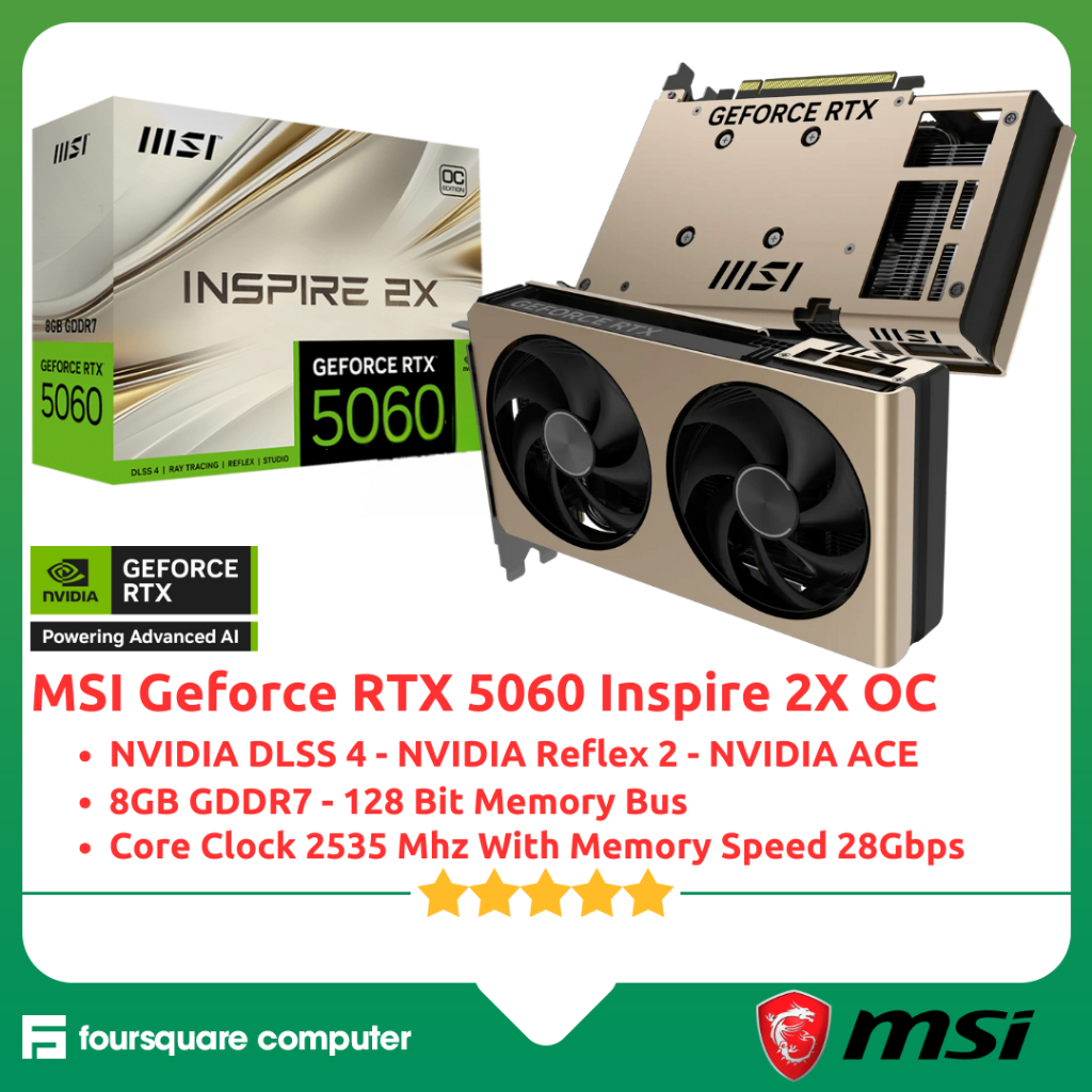 Jual Msi Geforce RTX 5060 Inspire 2X 8GB GDDR7 OC VGA GPU Graphics card ...