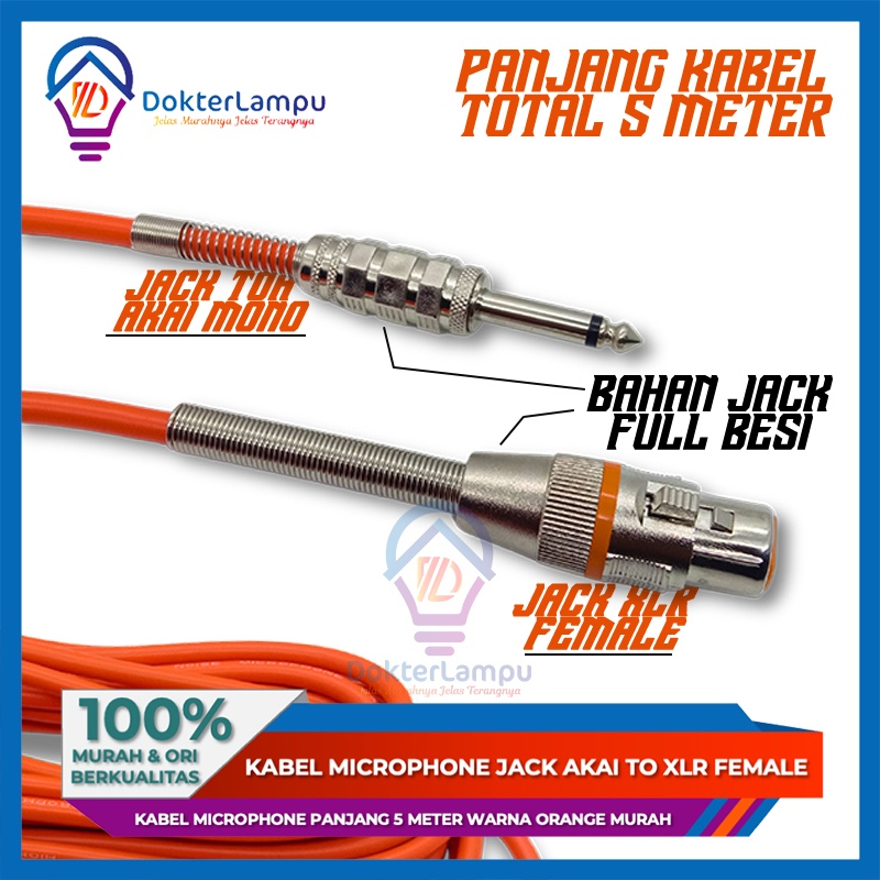 Jual Kabel microphone kabel jack akai to XLR female panjang 5 meter ...