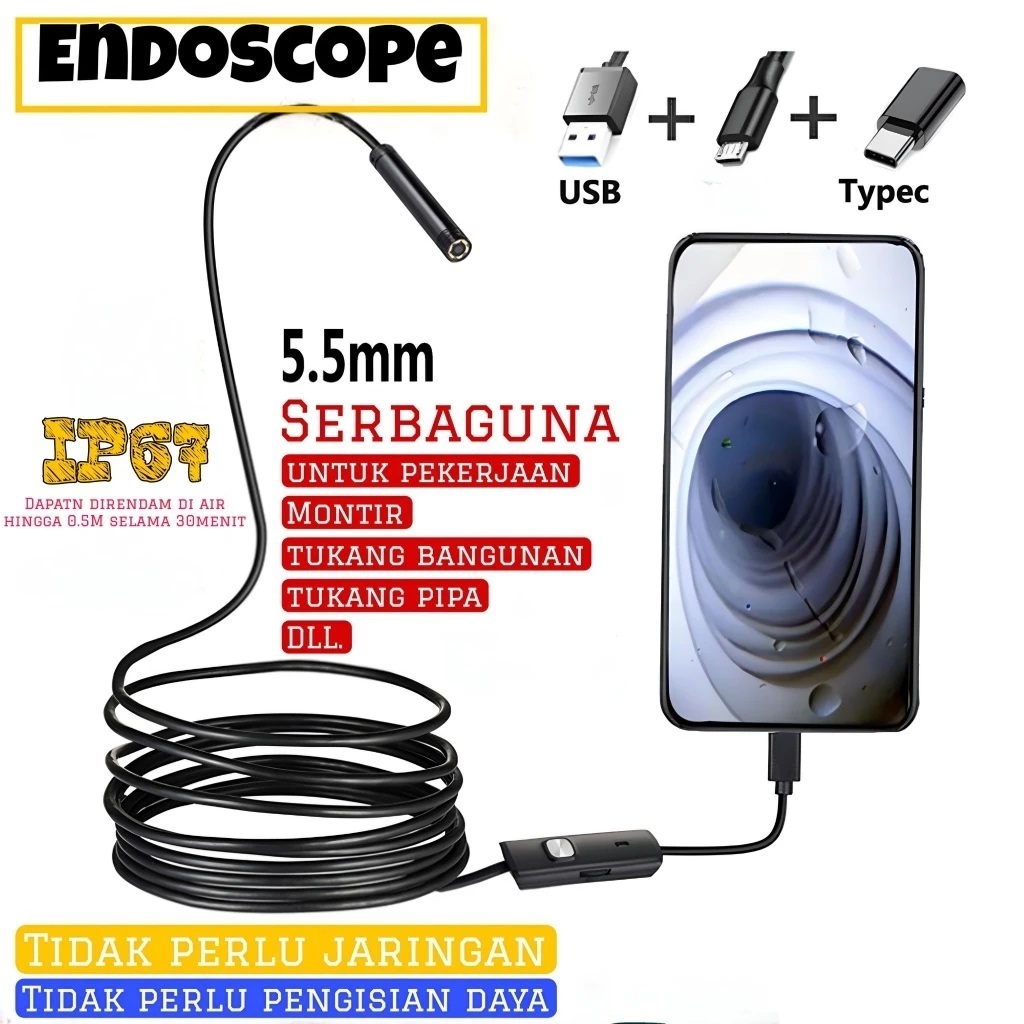 Jual USB Android Endoscope BORESCOPE Camera - HD Kamera inspeksi ...