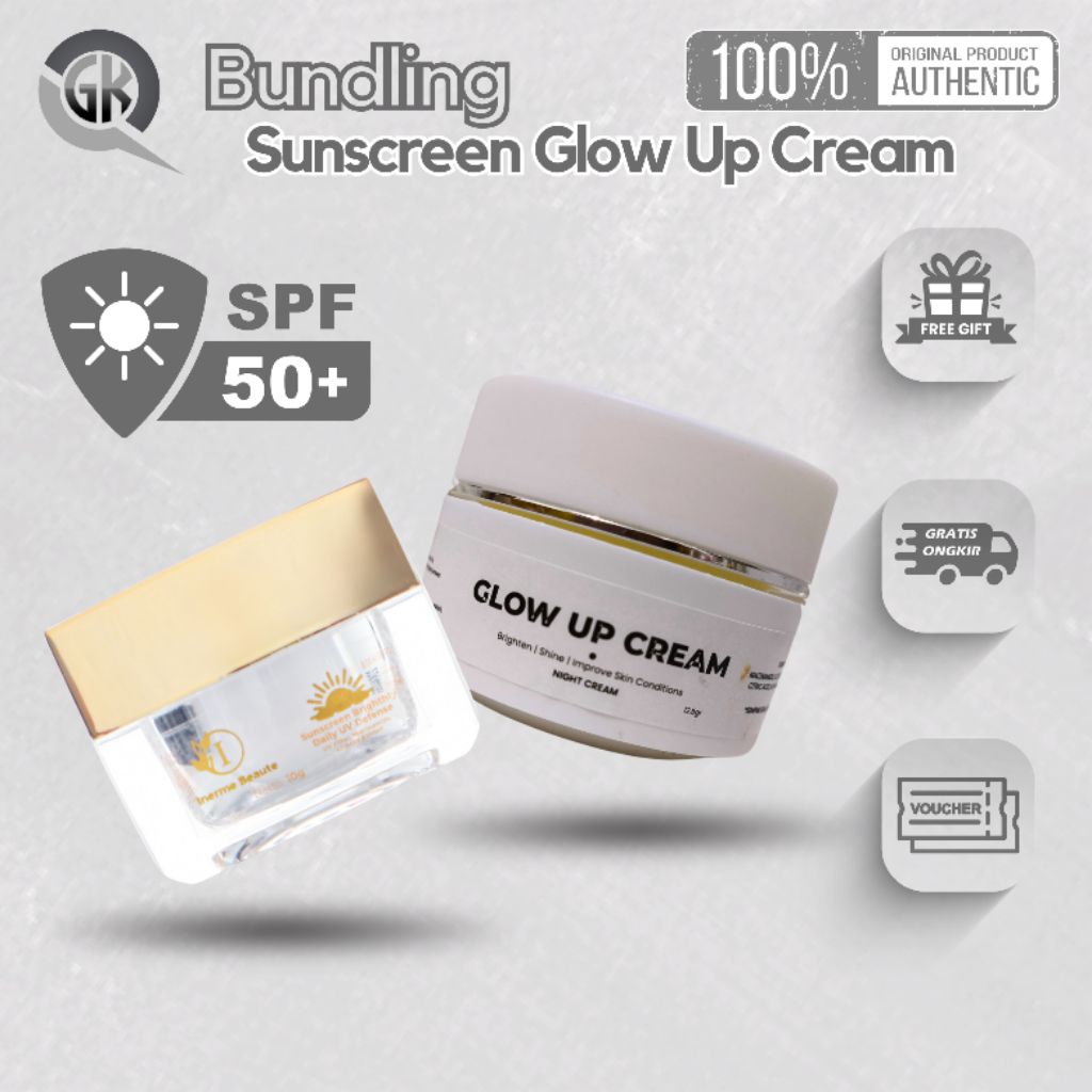 Jual Bundling Inerme Beaute Sunscreen With Glowing Night Cream Glow Up ...