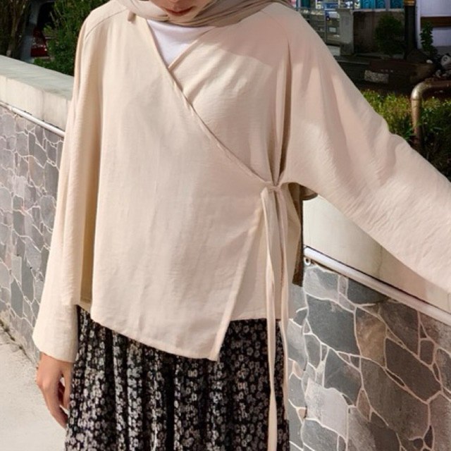 Jual gleam Outfit l Atasan Wanita Korean Lengan Panjang crinkle ...