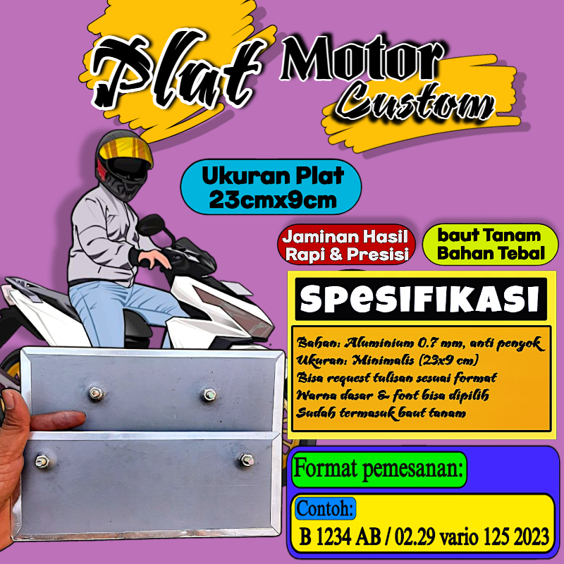 Jual PLAT NOMOR STANDAR MOTOR / BAUT TANAM khusus motor | Shopee Indonesia