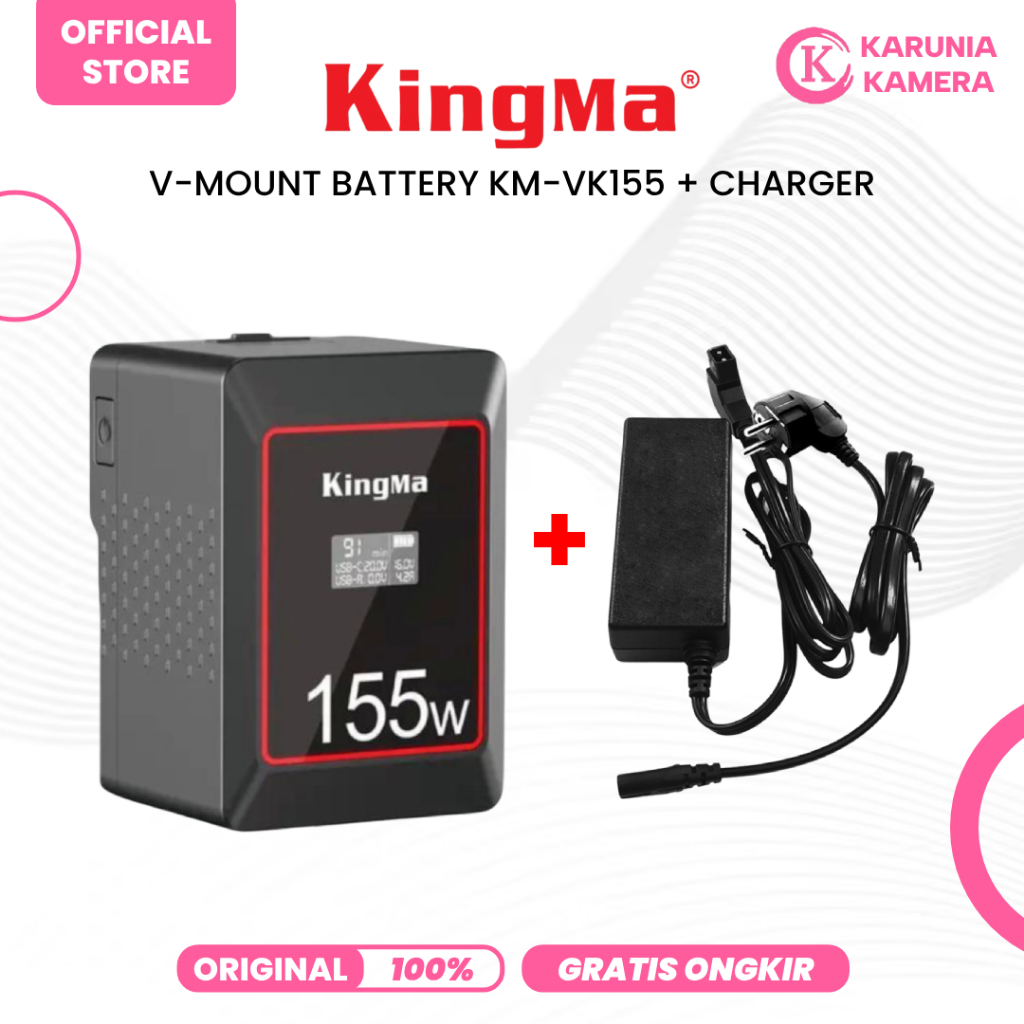 Jual Kingma V-Mount Battery KM-VK155 LCD Display 155W + Charger ...