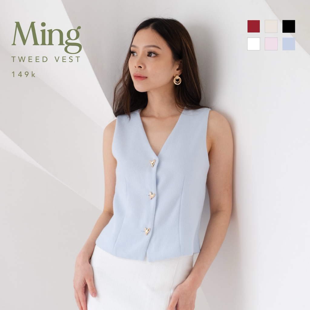 Jual Ming Tweed Vest -- Ocha Wear | Premium Tweed Top | Atasan Wanita ...