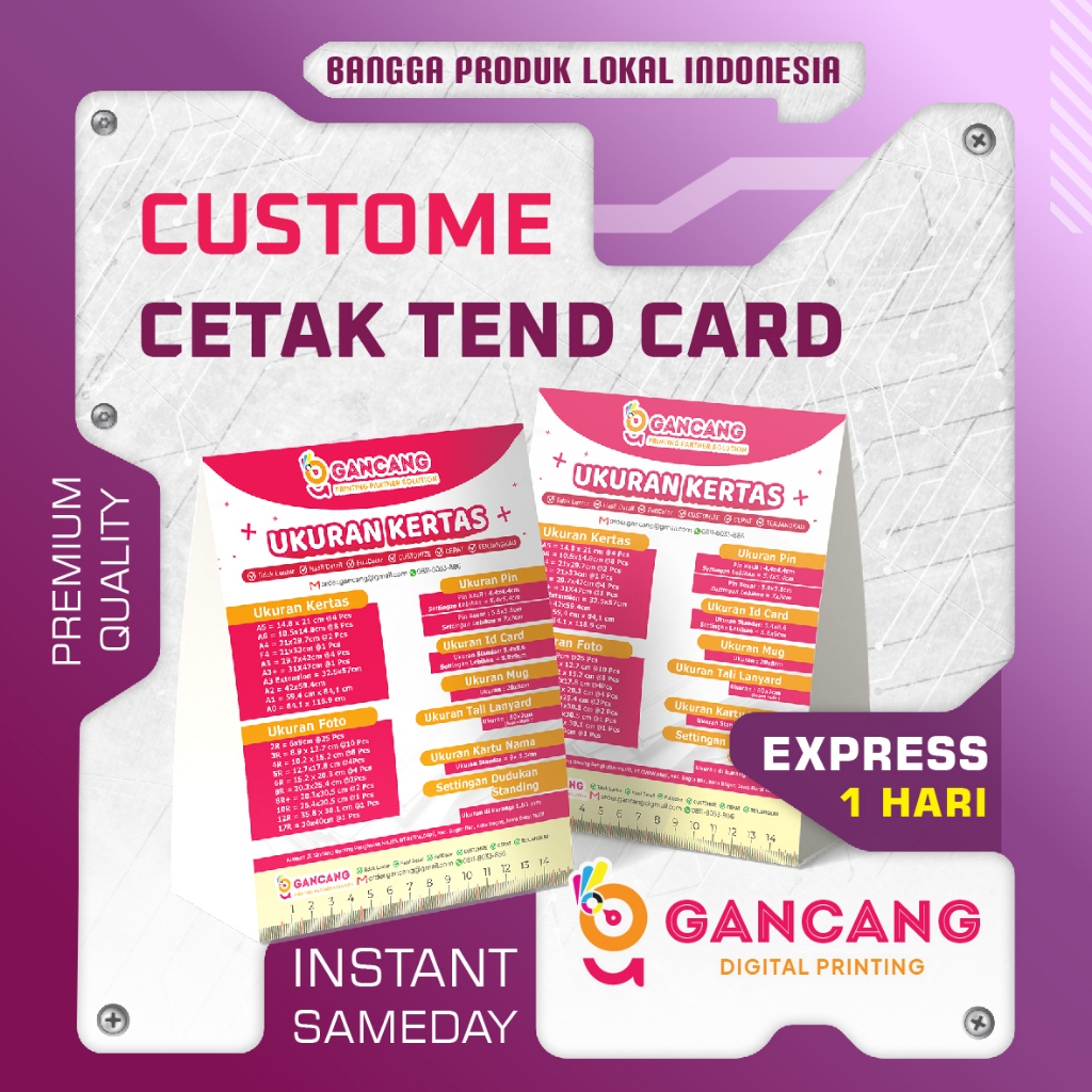 Jual Cetak Custome Tendcard / Tend Card / Table Menu / Nomor Meja bahan ...