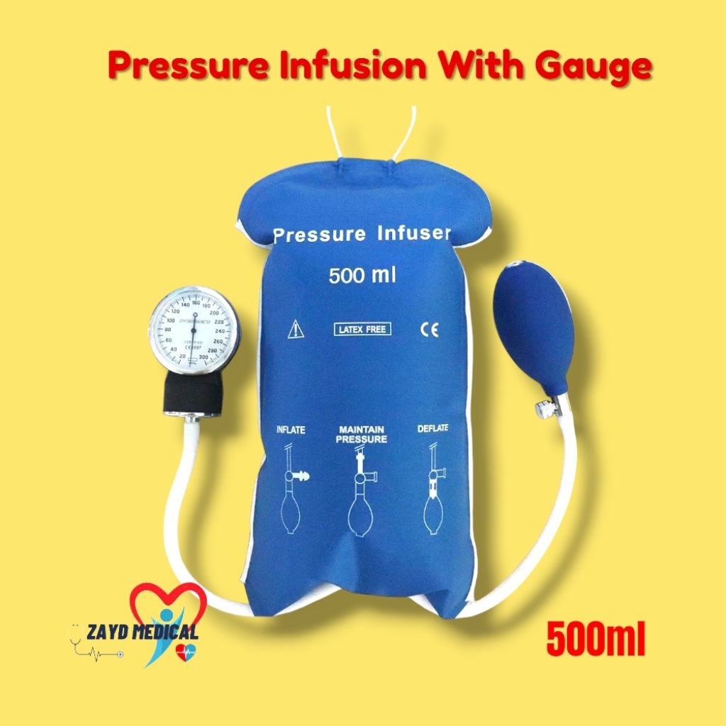 Jual PRESSURE BAG INFUSION 500ML+ GAUGE/ PRESSURE INFUSER 500ML ...