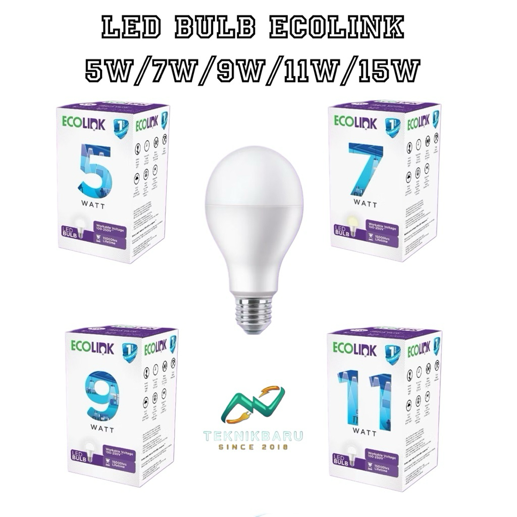 Jual LAMPU ECOLINK BOHLAM LED E27 4W 5W 6W 7W 8W 9W 11W 12W CAHAYA ...