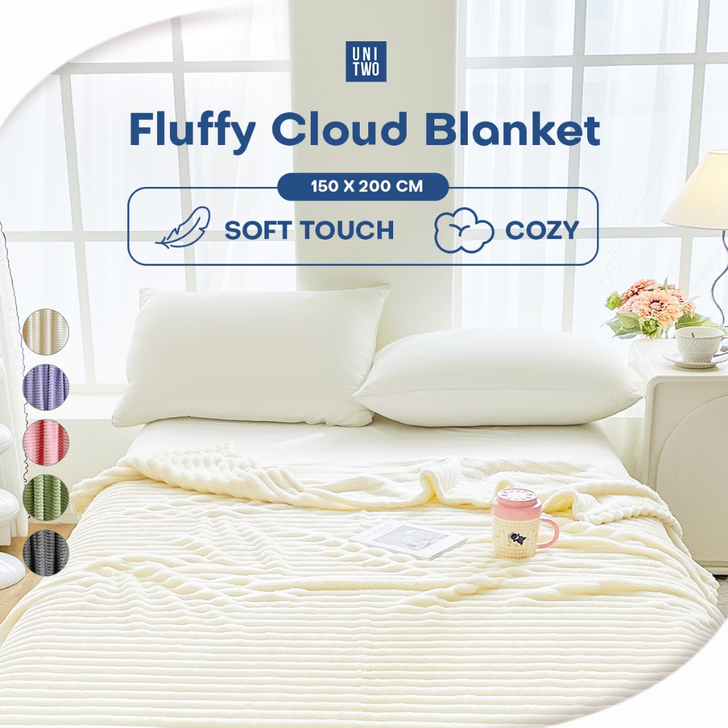Jual UNITWO FLUFFY CLOUD BLANKET [BED COVER ONLY] Selimut Warna Pastel ...