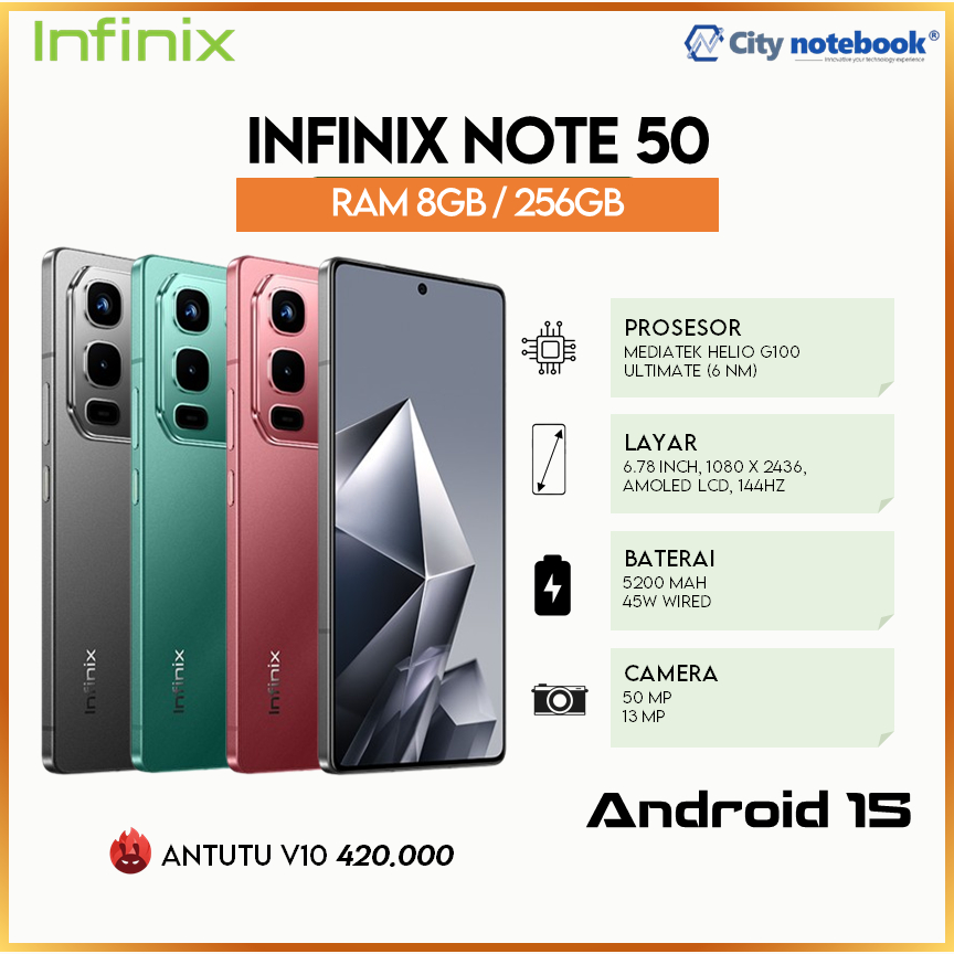 Jual INFINIX NOTE 50 8GB 256GB GARANSI RESMI | Shopee Indonesia
