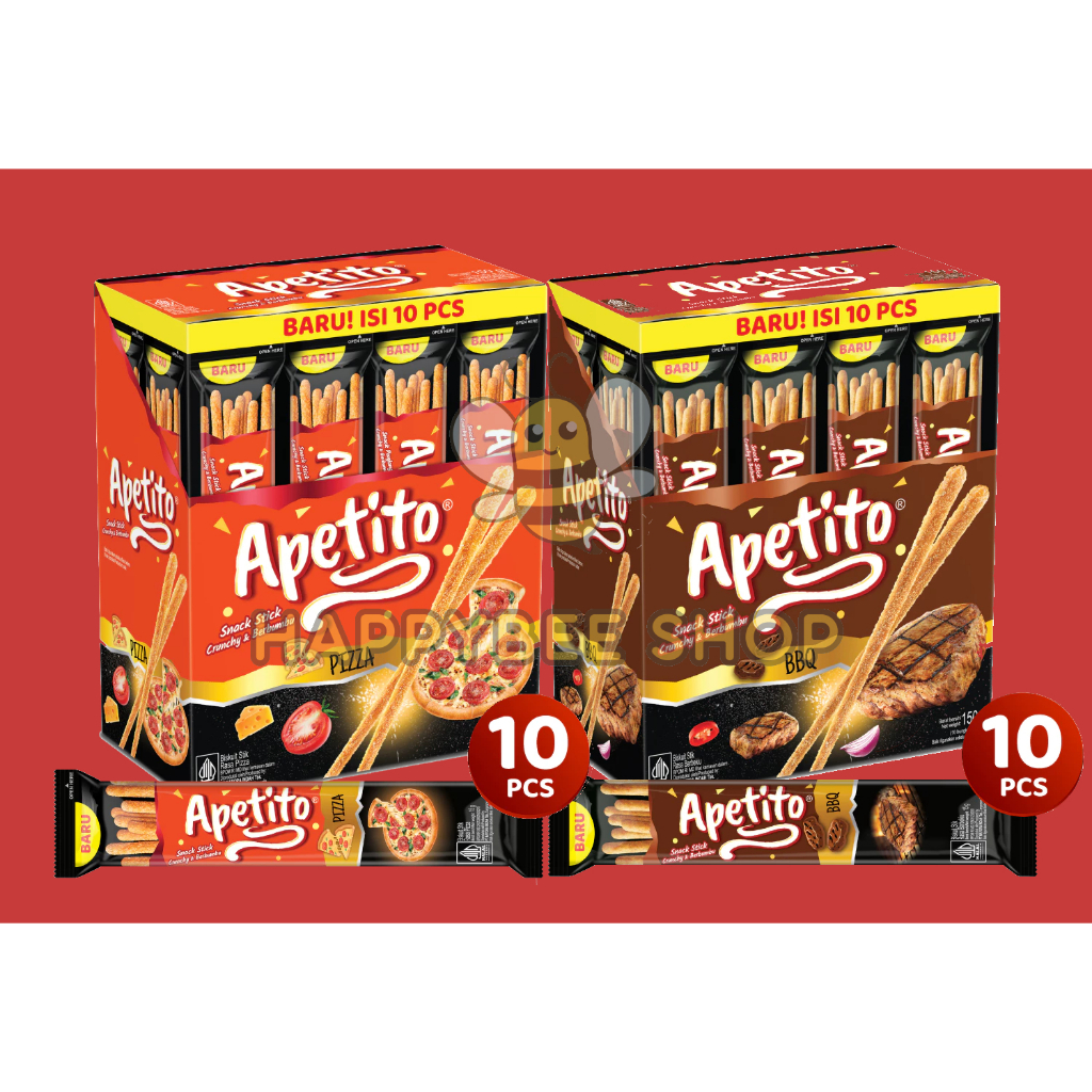 Jual Apetito Biskuit Stick Rasa BBQ | Pizza 1 Box isi 10 Pcs @ 18.5 gr ...