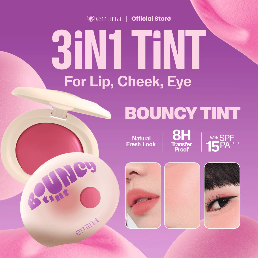 Jual MFI - Emina Bouncy Tint 3 in 1 Lip, Cheek, & Eye - Blurry Lip Color, Lasting Stain ...