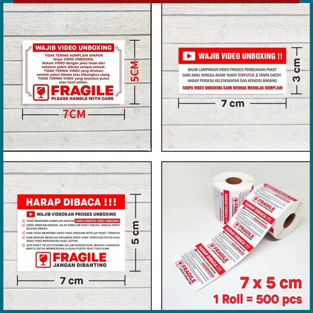 Jual Stiker Fragile / Sticker Unboxing / Sticker Wajib Video Unboxing 7 ...