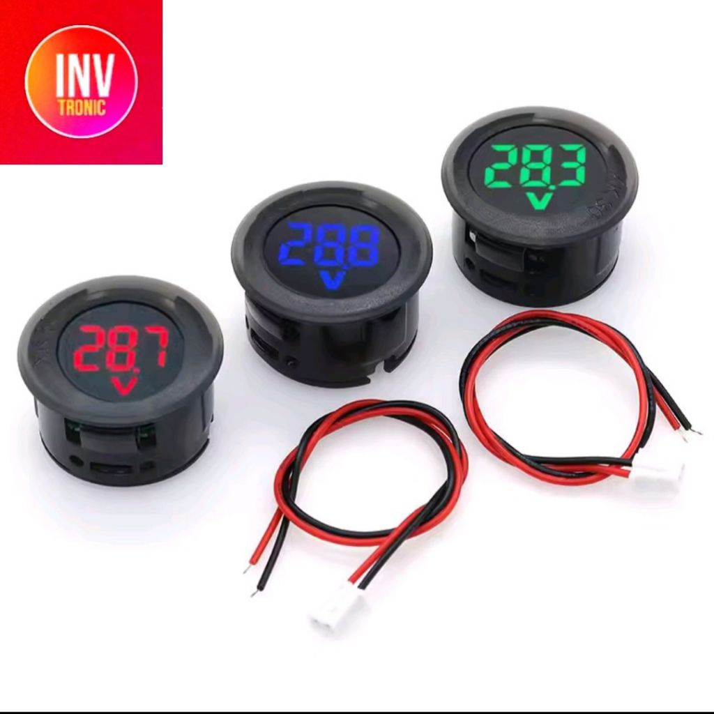 Jual Voltmeter Bulat Digital Circle Volt Meter DC4 - 100V For Car Motor ...