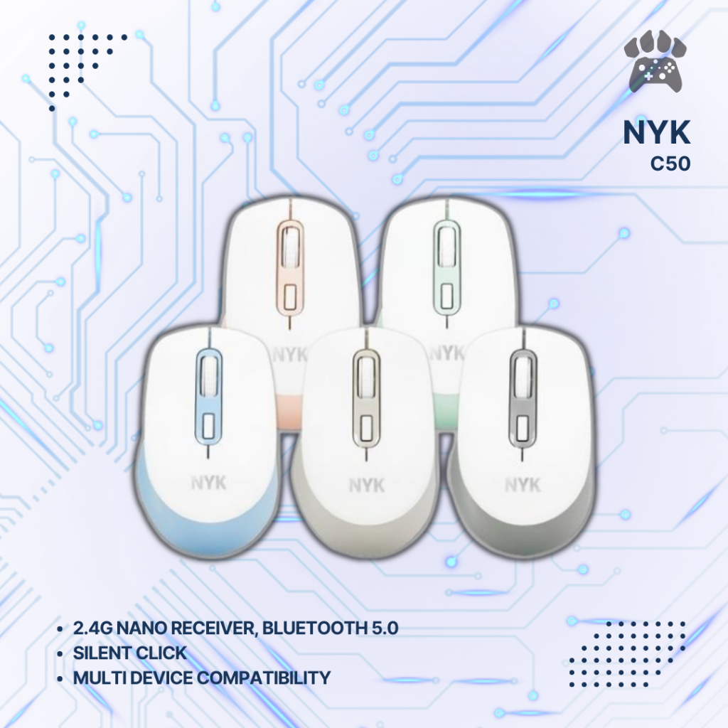 Jual Mouse NYK C50 Dual Mode Bluetooth Wireless 2.4Ghz Silent Click ...