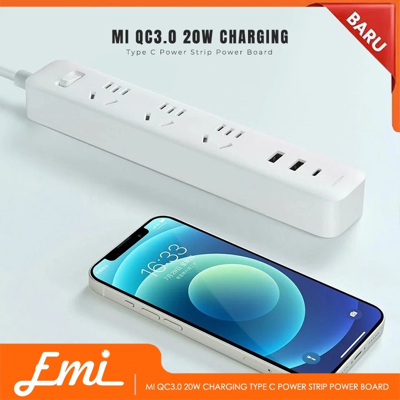 Jual Mijia Smart Power Strip 20W Plug Adapter With 3 Plug + 3 USB Port ...