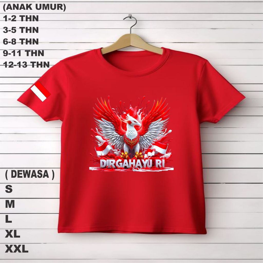 Jual KAOS ANAK DAN DEWASA HUT DIRGAHAYU GARUDA 01 BENDERA/KAOS COD KEMERDEKAAN INDONESIA ...