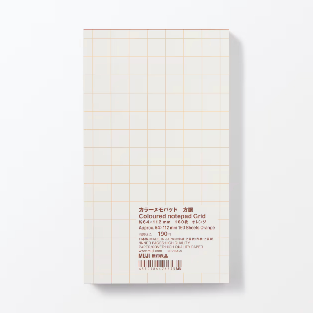 Jual Muji Coloured Notepad Grid Memo Pad 160 Sheets Buku Tulis Grid ...