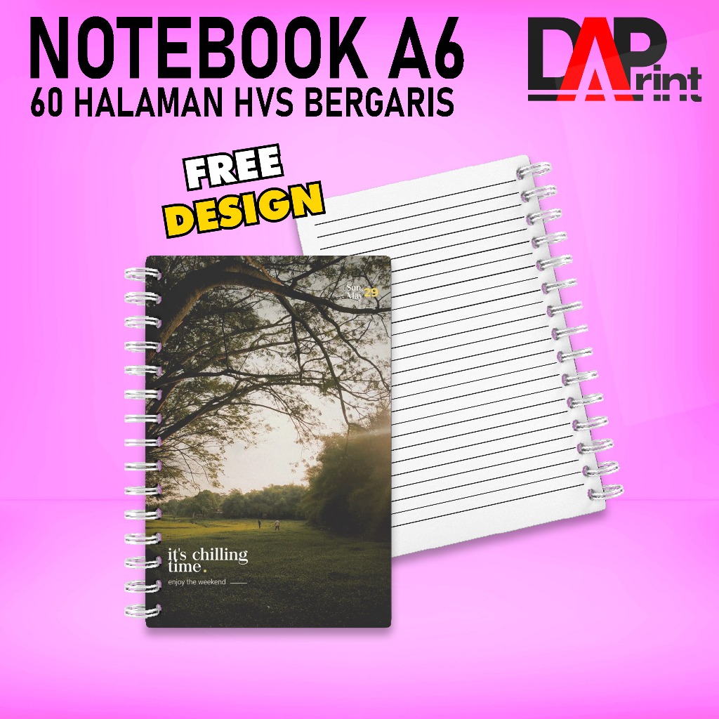 Jual Cetak Notebook Custom A6 Spiral 60 Halaman Bergaris | Shopee Indonesia