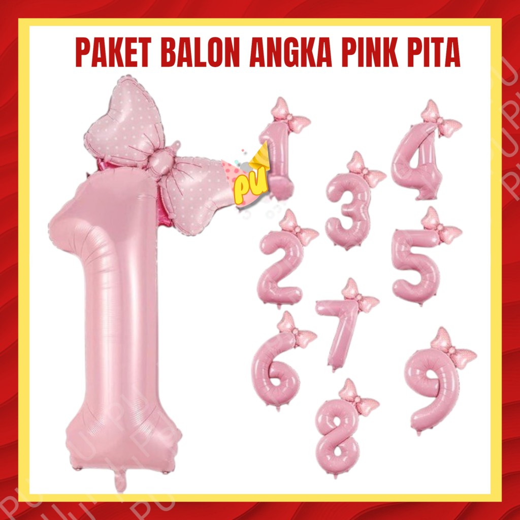 Jual Paket Balon ANGKA PINK PITA / Dekorasi Ulang Tahun Angka Jumbo ...