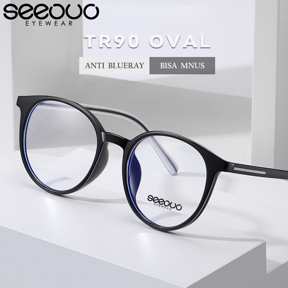 Jual Seeouo Kacamata Antiradiasi Blueray Style Oval Bulat TR90 Lentur Comfortable Frame Unisex ...