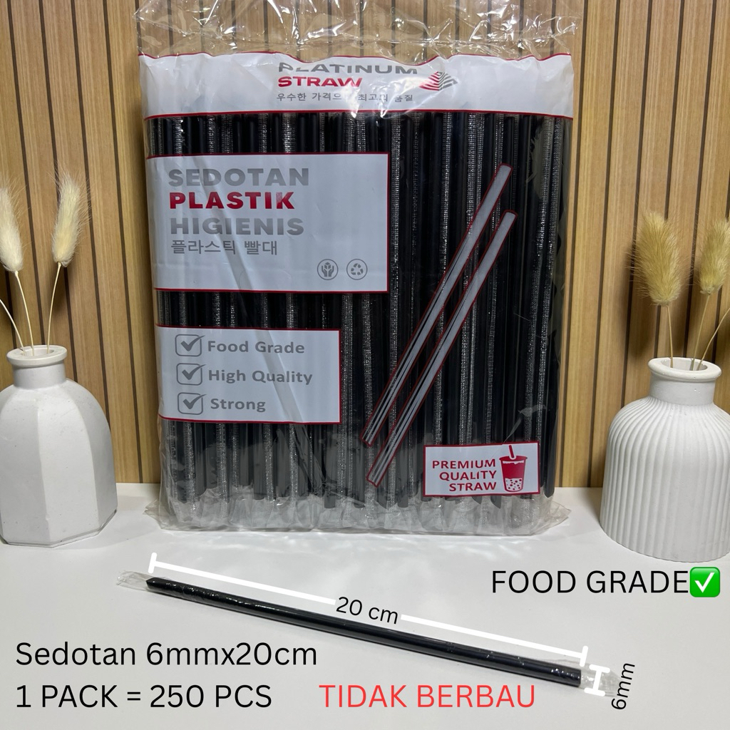 Jual Sedotan plastik hitam 6mm x 20cm lancip berbungkus/steril untuk ...