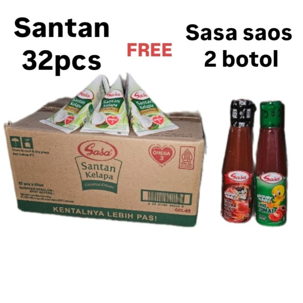 Jual Sasa santan 65ml per karton isi 32 pcs free 2 botol sasa saos ...
