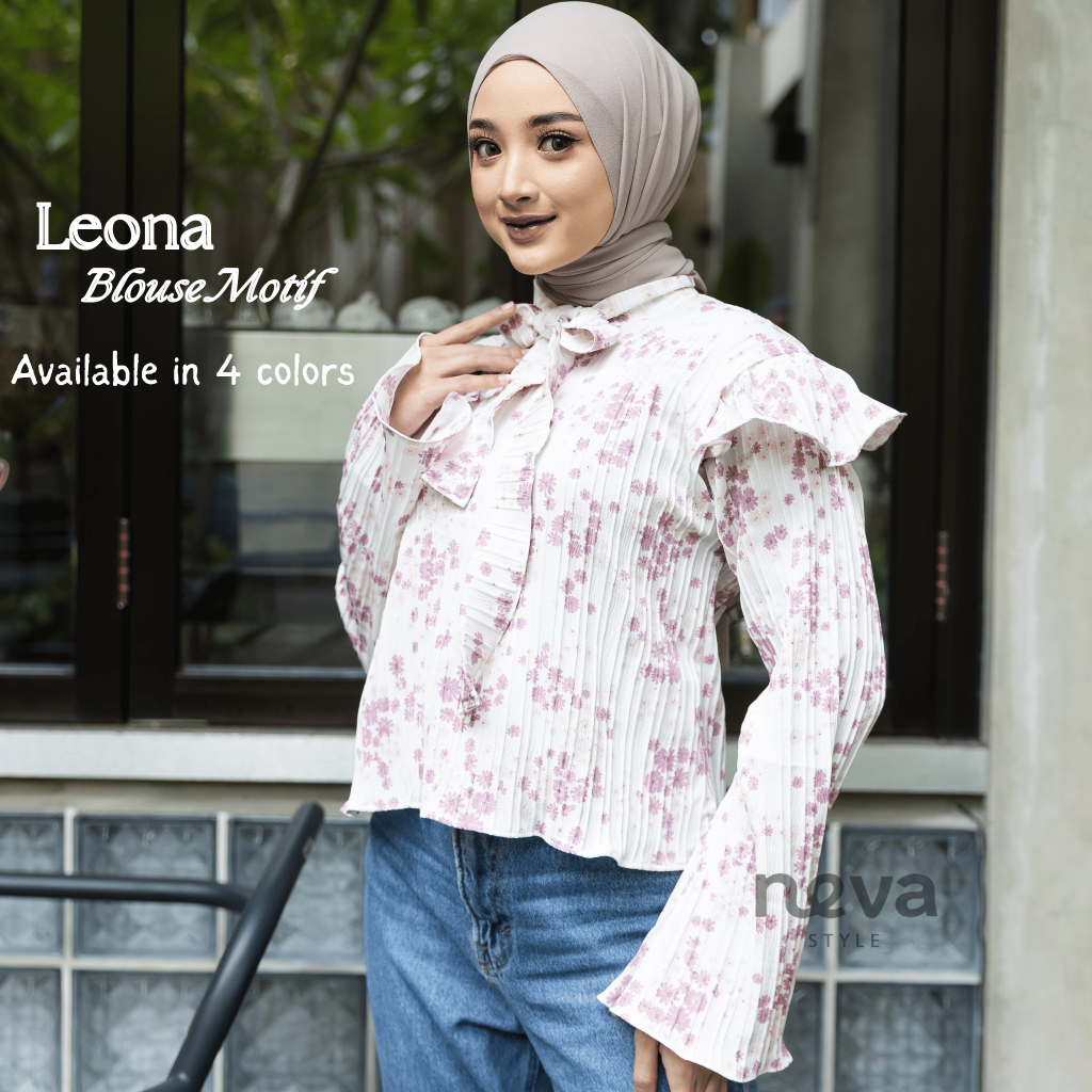 Jual Neva Style - Leona Blouse Motif Bunga Korean Style - Atasan Crop Fit Lady Sofia Crinkle ...