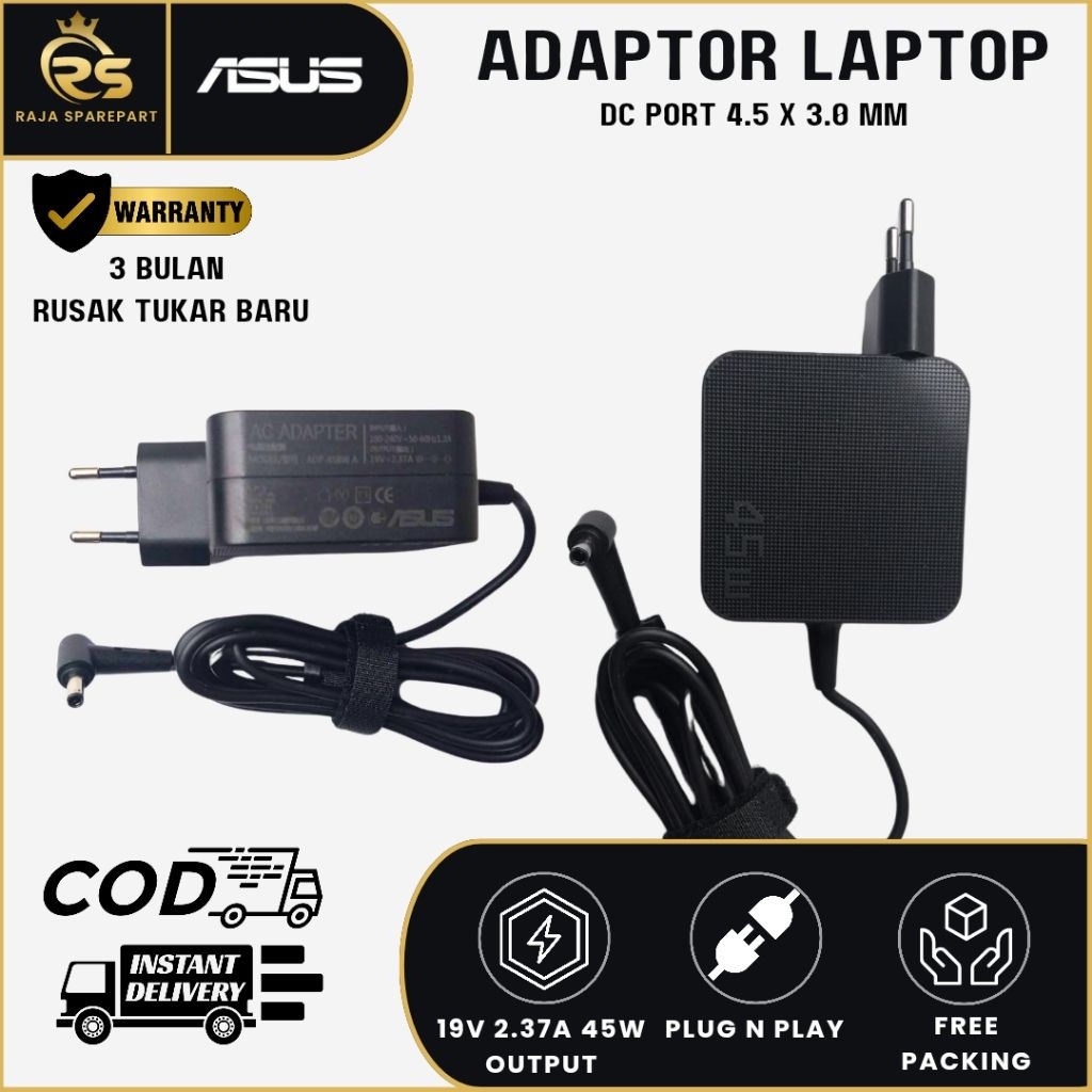Jual Charger Laptop Asus Pro Vivobook GO 19V 2.37A 45W Dc Port 4.5 x 3. ...