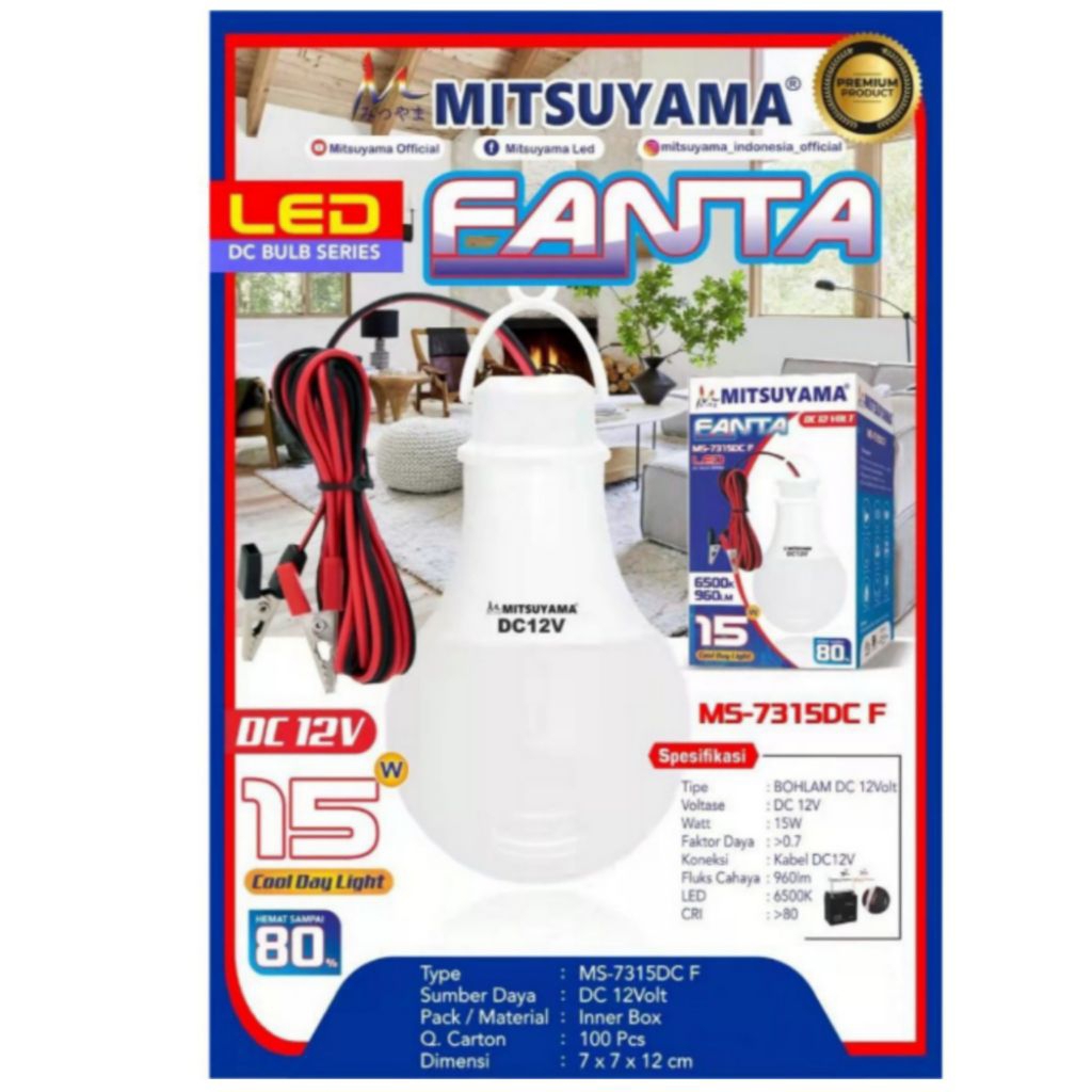 Jual Mitsuyama Lampu Bohlam LED DC Aki 12V 15 W MS-7318DC F Premium ...