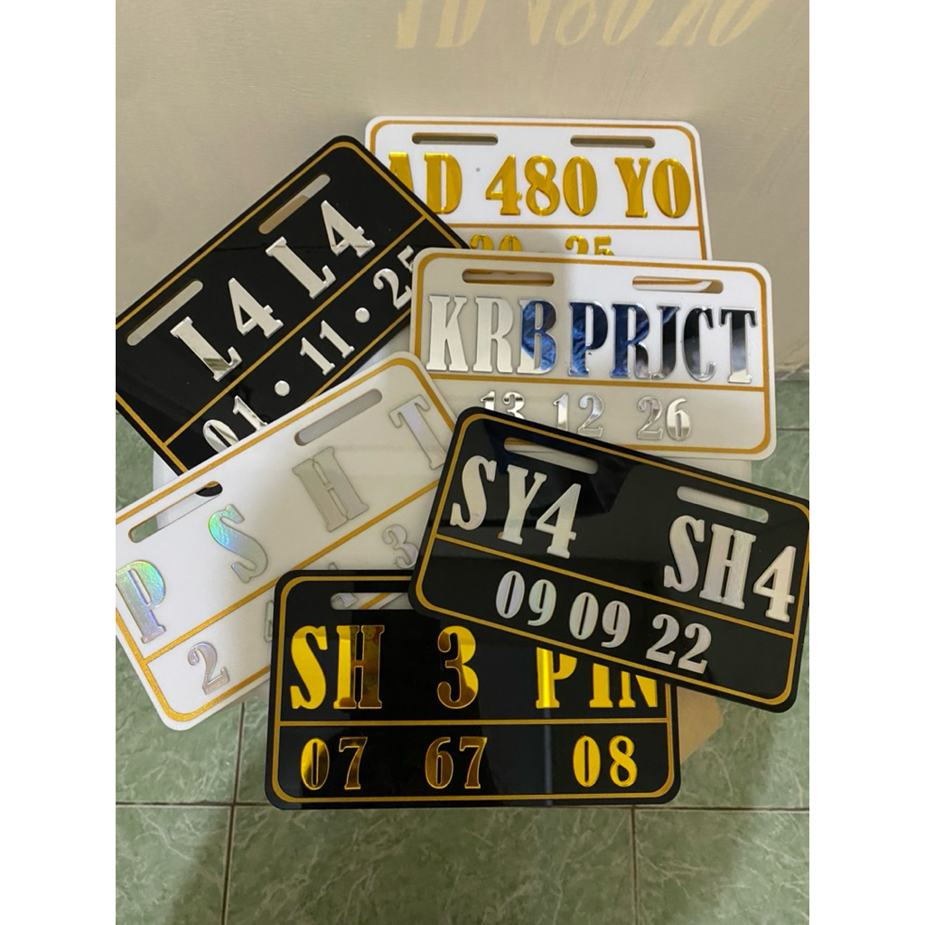 Jual plat akrilik sepeda listrik bebas custom nama huruf timbul sehari ...